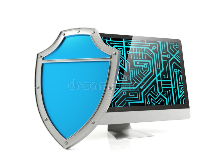 Shield and Computer Screen, Computer Security Concept Stock ...