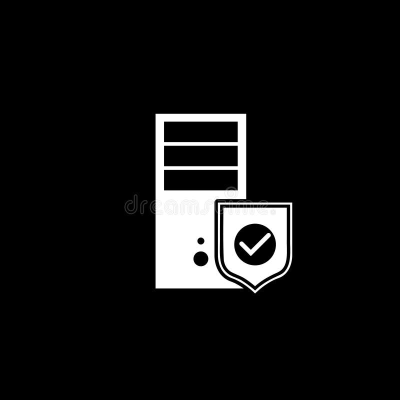 Shield with Computer Symbol Isolated on Dark Background Stock Vector ...