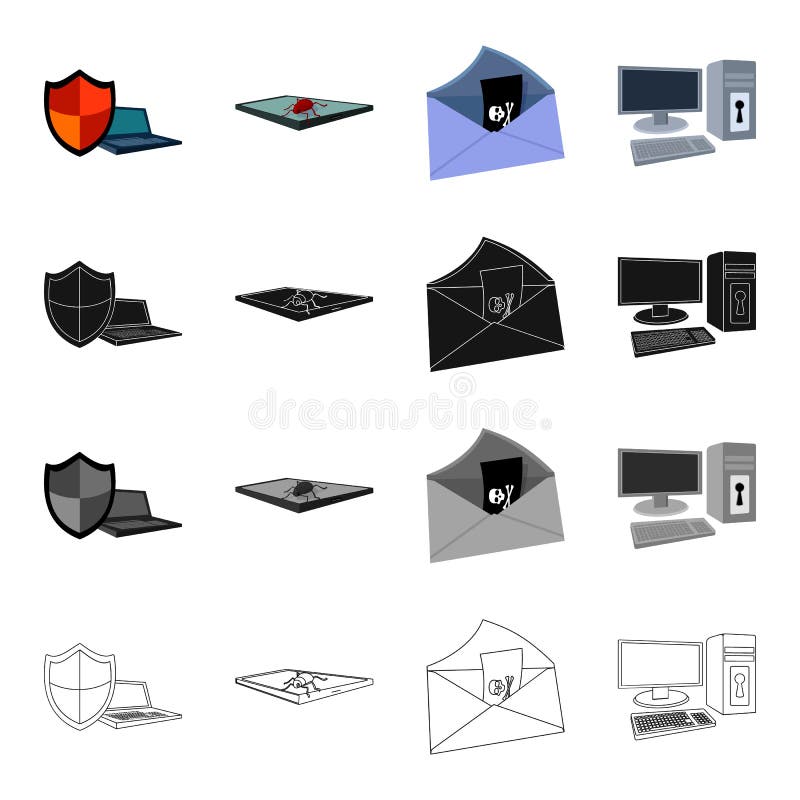 Computer Hacker Icon in Outline Style Isolated on White Background ...