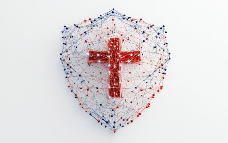 Shield Constructed from Blue and Red Network Connections with Central ...