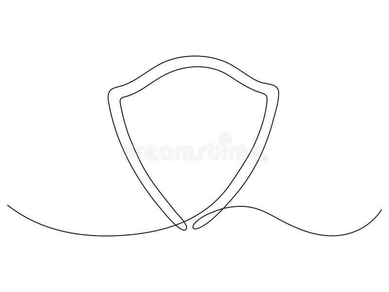 Shield continuous line art stock illustration. Illustration of safe ...