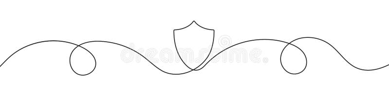 Shield continuous line art stock illustration. Illustration of safe ...