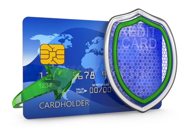 Shield and credit card stock illustration. Illustration of payment ...