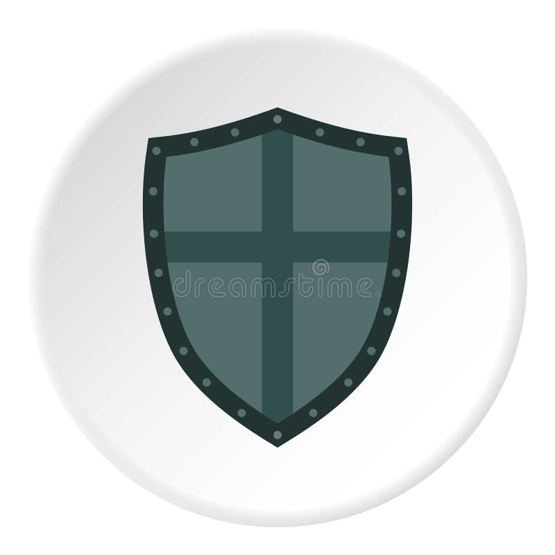 Shield with Cross Icon, Flat Style Stock Illustration - Illustration of ...
