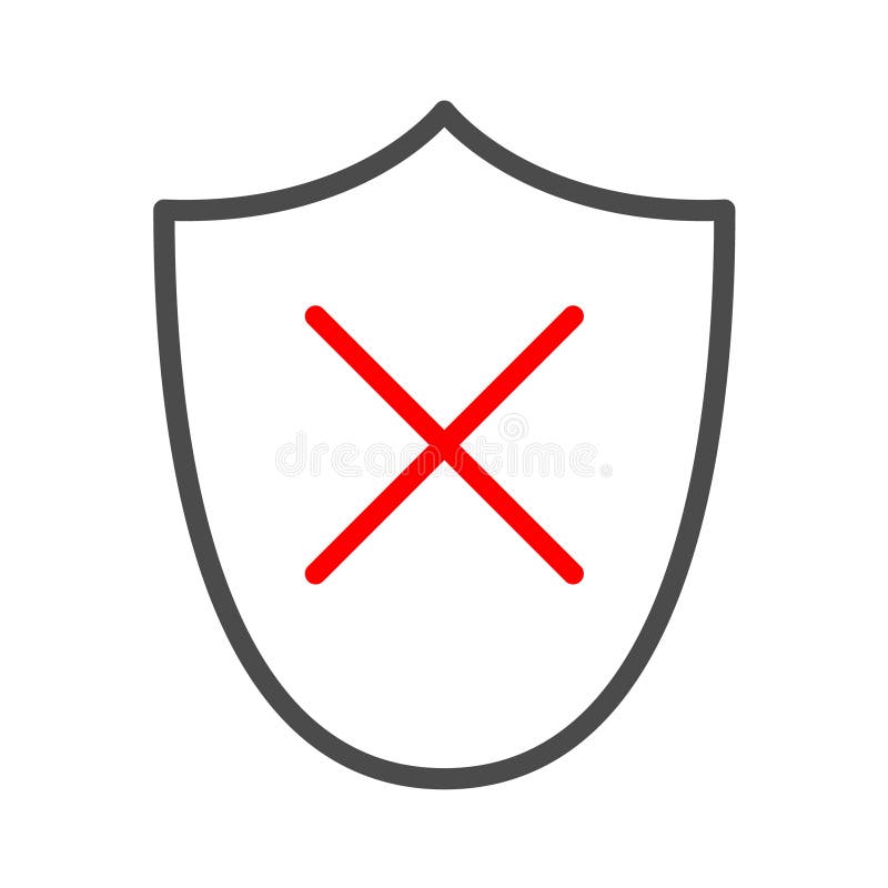 Shield and Cross Mark Icon. Outline Vector Logo Template Stock Vector ...