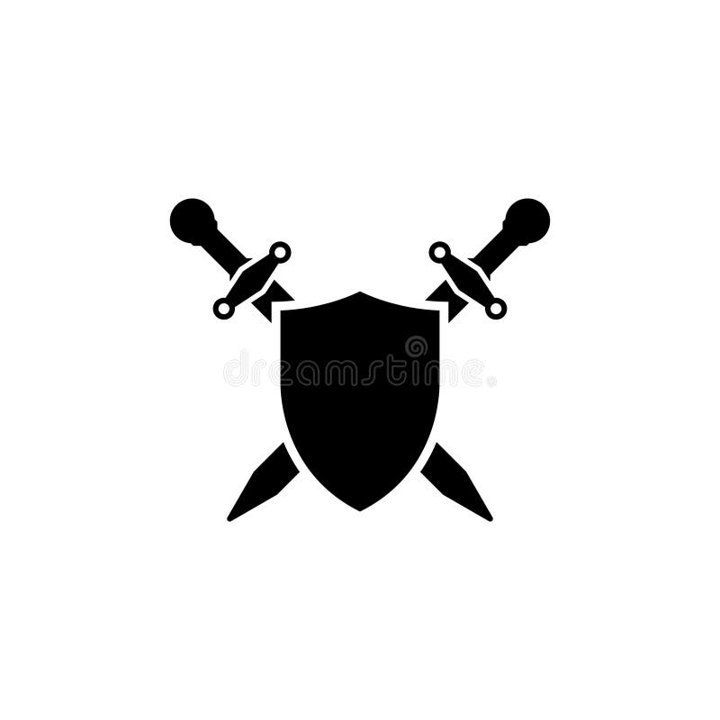Shield with Cross Sword Icon Vector Illustration Stock Vector ...
