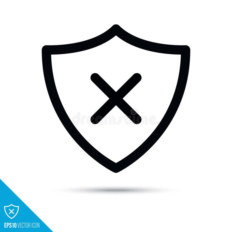 Shield and Cross UI Symbol Vector Line Icon Stock Vector - Illustration ...