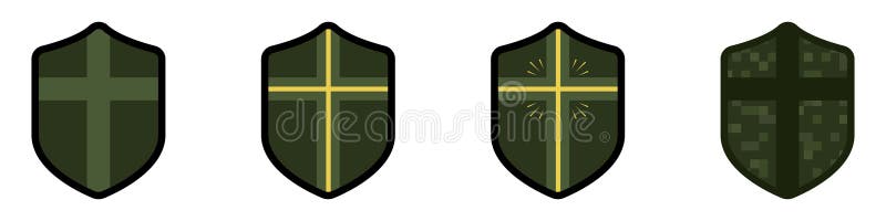 Shield with Cross Vector Icon. Military Shield Patch Pattern. Christian ...