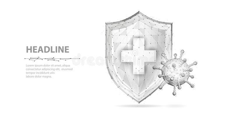 Shield with Cross and Virus. Abstract Vector 3d Viral Microbe on Shield ...