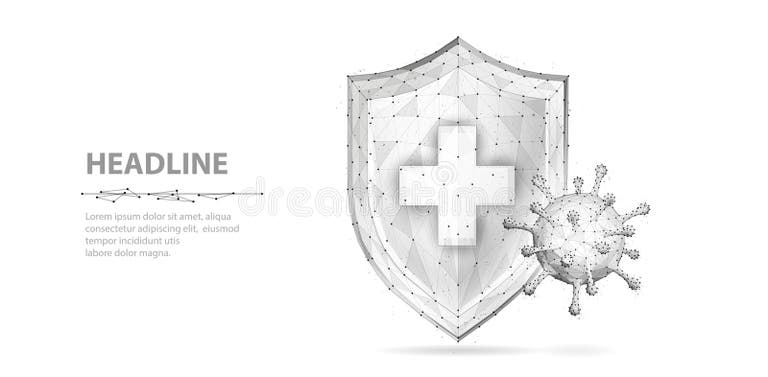 Shield with Cross and Virus. Abstract Vector 3d Viral Microbe on Shield ...