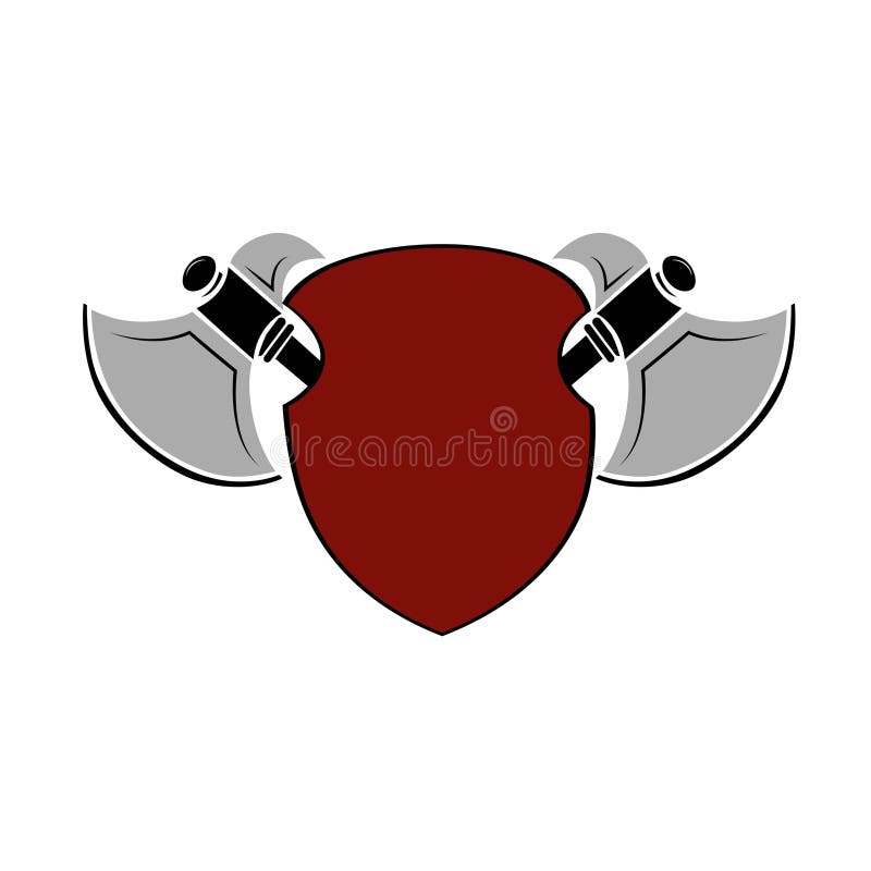 Shield with Crossed Axes Vector Logo Illustration Stock Vector ...