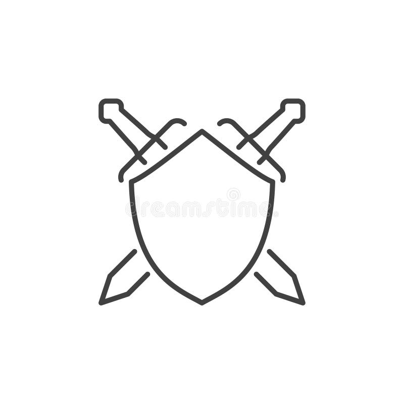 Shield and Crossed Swords Vector Concept Linear Icon Stock Vector ...