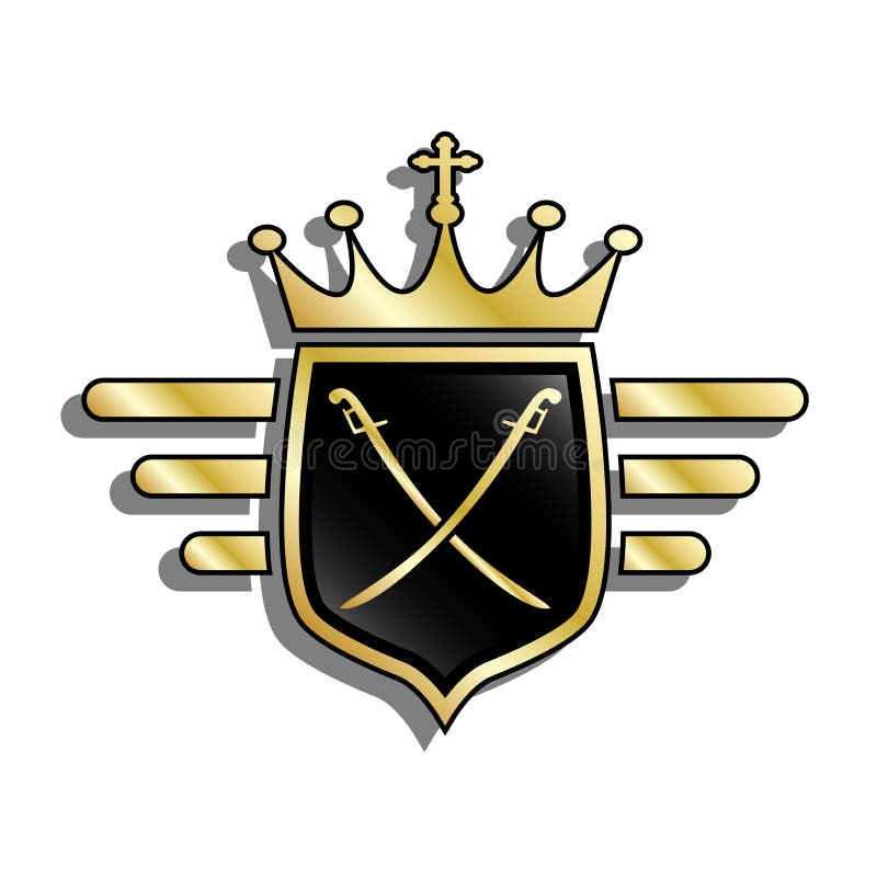 Shield with crown stock vector. Illustration of sword - 82953842