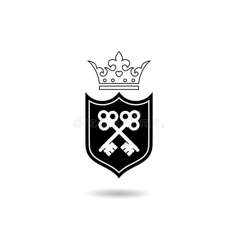 Shield Crown Key Logo with Shadow Stock Vector - Illustration of logo ...