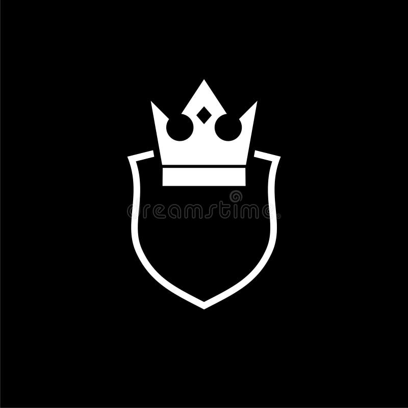 Shield and Crown Logo Isolated on Dark Background Stock Vector ...