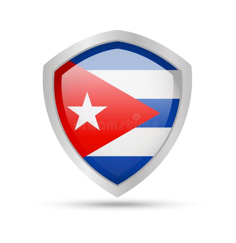 Shield with Cuba Flag on White Background. Stock Vector - Illustration ...