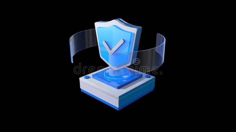 Shield Cyber Security Computer 3d Icon Animation. Stock Video - Video ...
