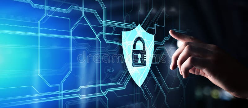 Shield Cyber Security Concept On Virtual Screen Data Protection
