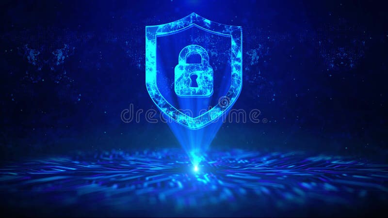 Shield Cyber Security Text with HUD Rotation Digital Technology ...
