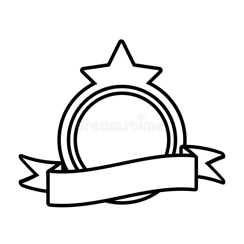 Shield Decorative Star Frame Outline Empty Stock Illustration ...