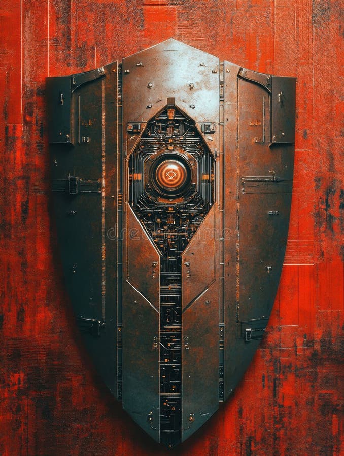 Shield Design with Cybernetic Patterns and Robotic Eye Embodies the ...