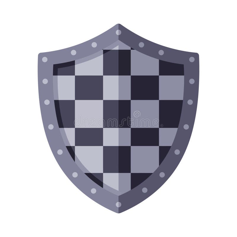 Shield Design Featuring a Checkered Pattern in Shades of Grey, Flat ...