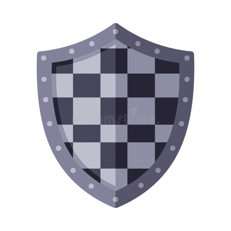 Shield Design Featuring a Checkered Pattern in Shades of Grey, Flat ...