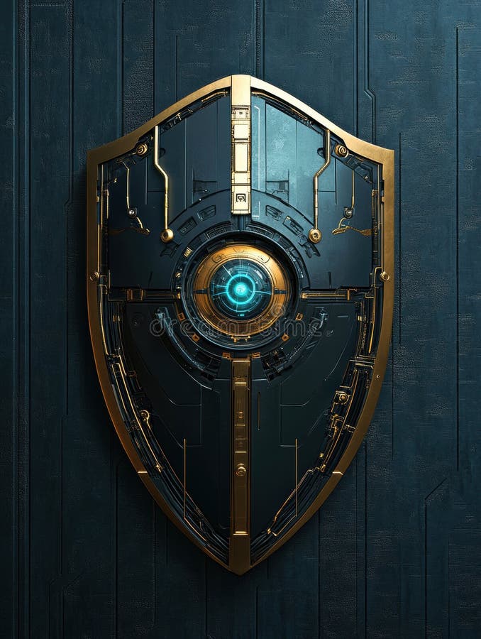 Shield Design Featuring Cybernetic Patterns and a Robotic Eye for ...