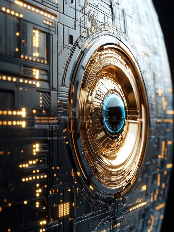 Cybernetic Shield Robotic Eye Symbolizes Artificial Intelligence ...
