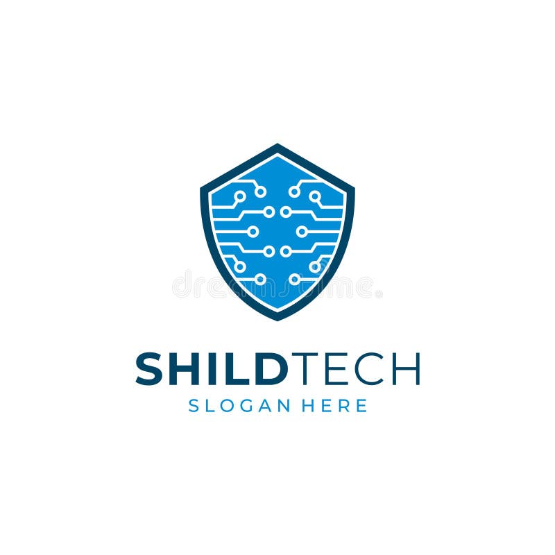 Shield tech logo design stock illustration. Illustration of cyber ...