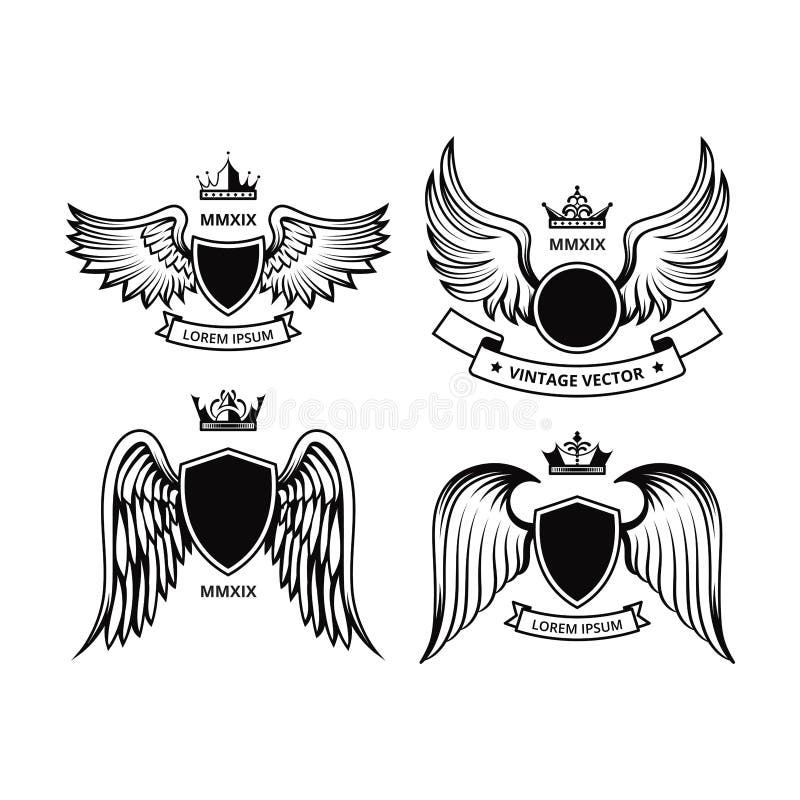 SHIELD DESIGN with WINGS COLLECTIONS Stock Vector - Illustration of ...