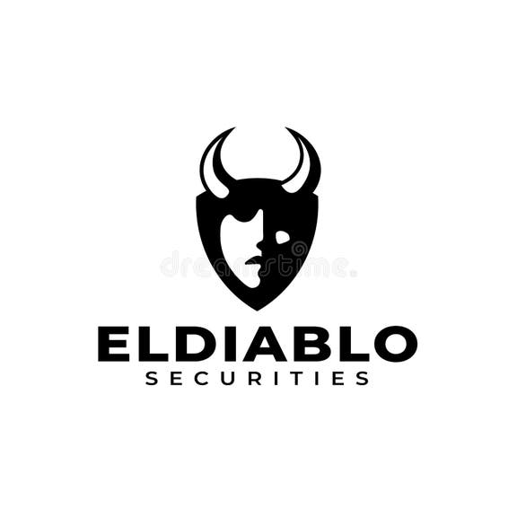 Shield Devil Black and White Logo Stock Vector - Illustration of ...