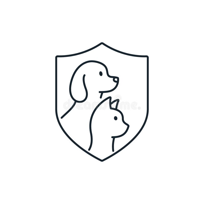 Shield with Dog and Cat Icon, Pet Protection Flat Symbol on White ...