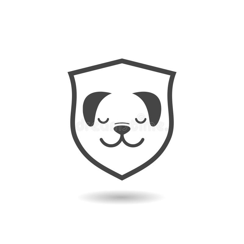 Shield Dog Protect Icon with Shadow Stock Vector - Illustration of ...
