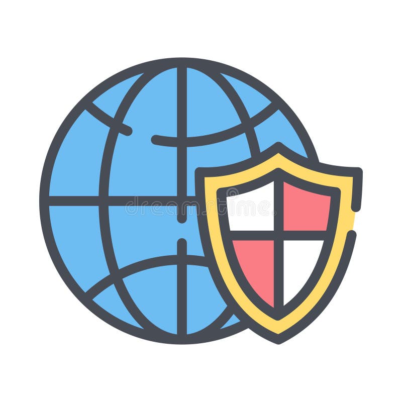 Global Protection and Security Vector Icons Set Cyber Computer Network ...