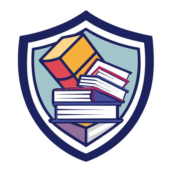 Shield Emblem with Books: Education, Knowledge, and Learning Icon ...
