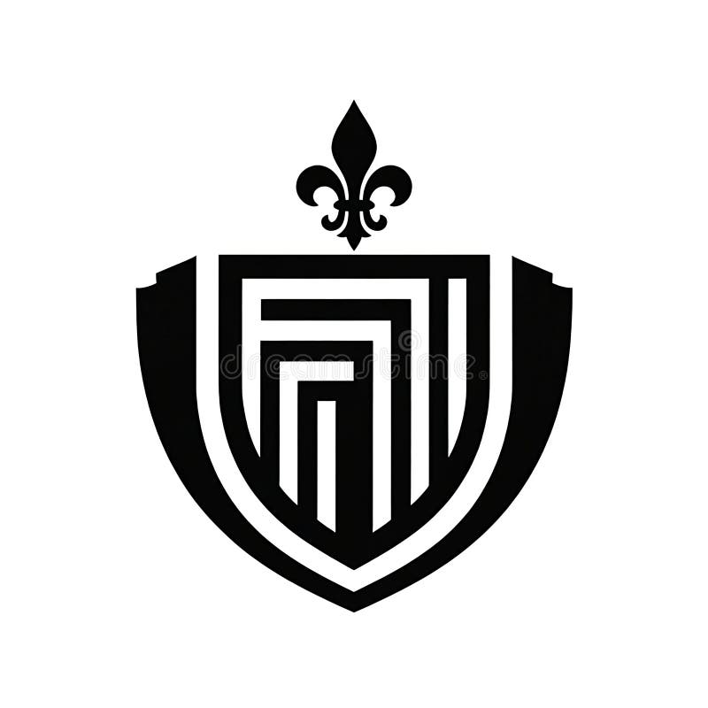 Shield Emblem with Fleur-de-Lis Motif Stock Illustration - Illustration ...