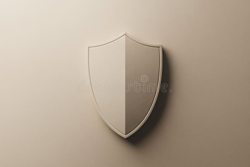 Shield Emblem on a Smooth Beige Background Representing Protection and ...