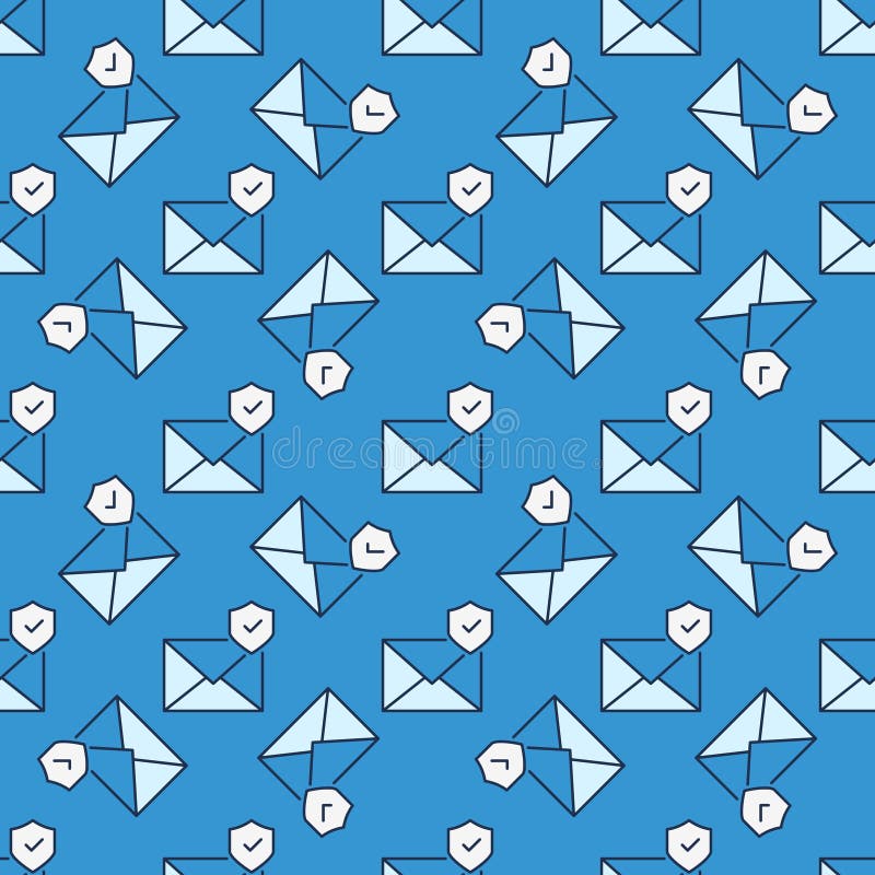Shield and Envelope Vector Email Protection Blue Seamless Pattern Stock ...
