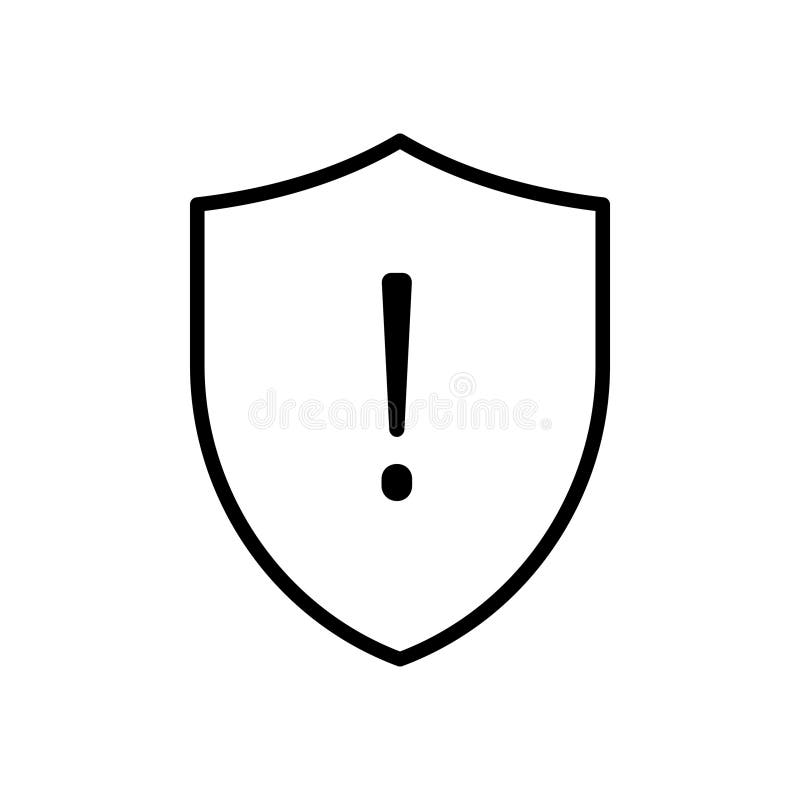 Shield Exclamation Icon Set. High Risk Security Vector Symbol. Danger ...