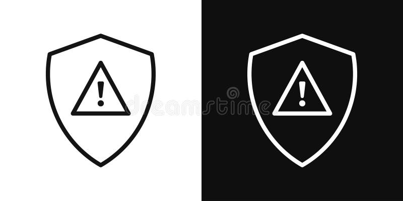 Shield Exclamation Icon Set. High Risk Security Vector Symbol. Danger ...