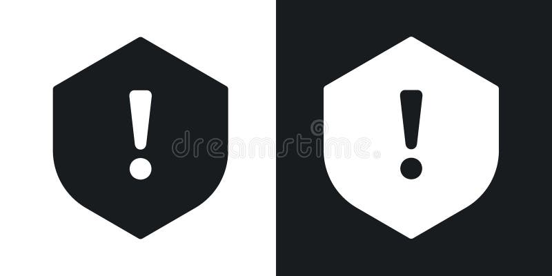 Shield Exclamation Icon Set. High Risk Security Vector Symbol. Danger ...