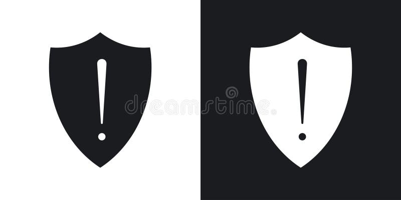 Shield Exclamation Icon Set. High Risk Security Vector Symbol. Danger ...