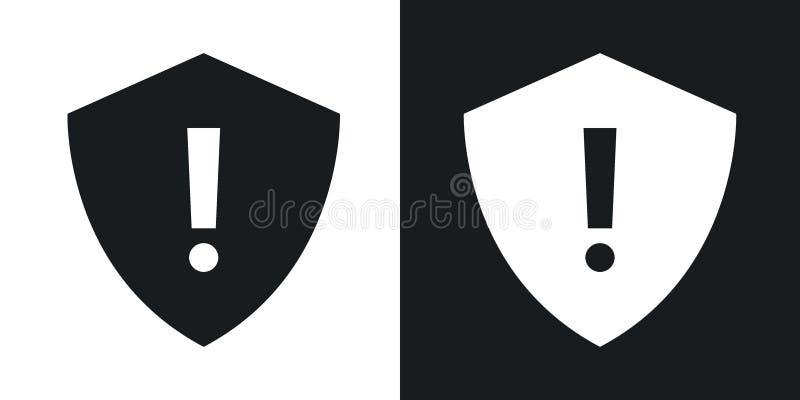 Shield Exclamation Icon Set. High Risk Security Vector Symbol. Danger ...