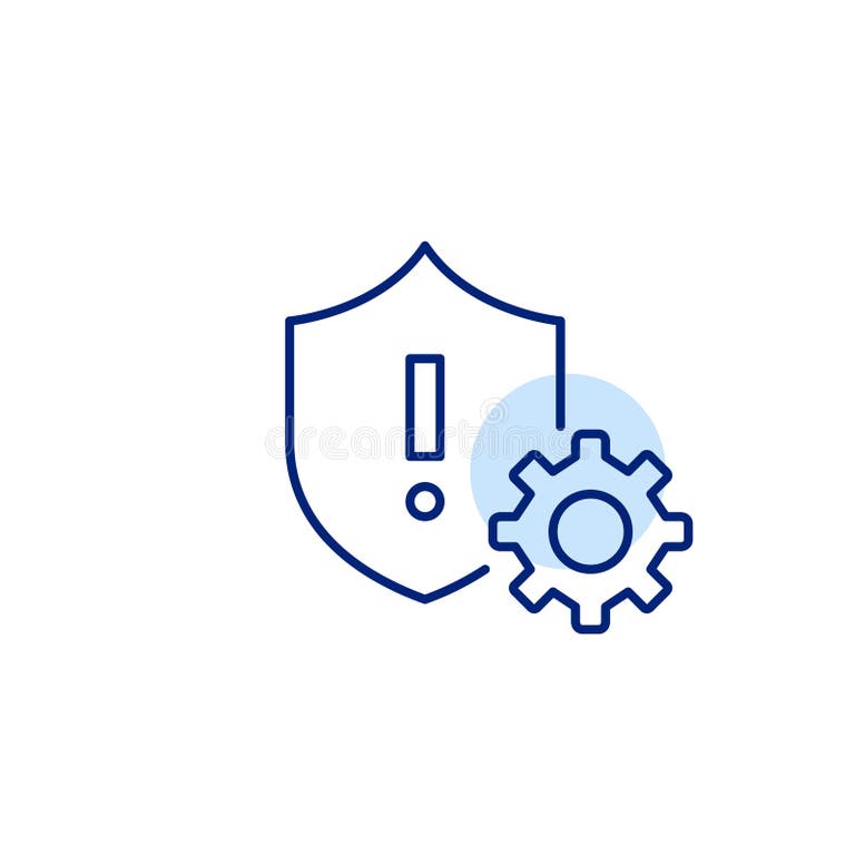 Shield, Exclamation Mark and Cogwheel. Security Alert Settings, Risk ...