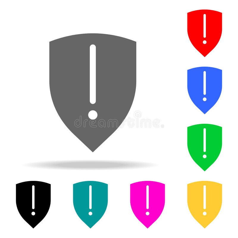 Shield Exclamation Mark Icons. Elements of Human Web Colored Icons ...