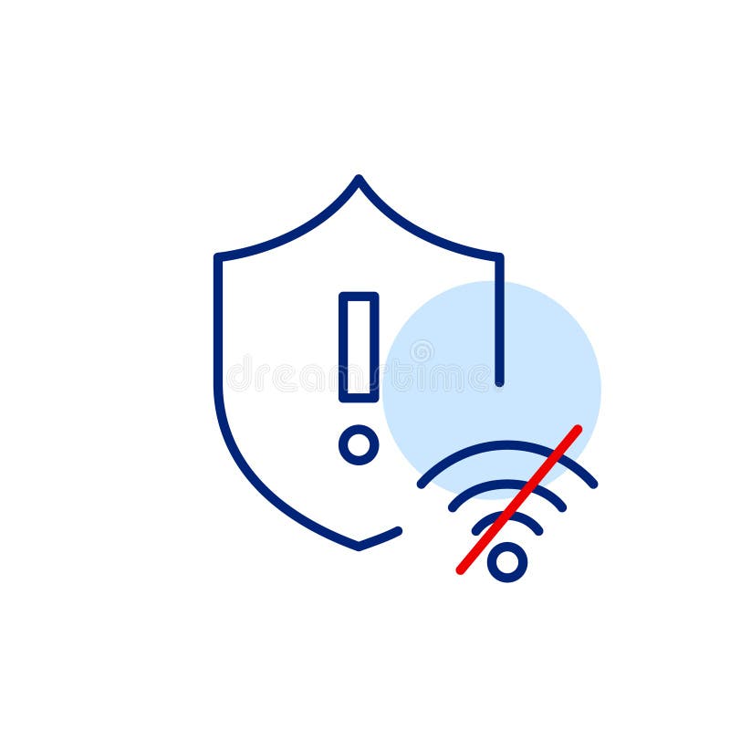 Shield, Exclamation Mark and No Wi-fi Symbol. Firewall Disconnected ...