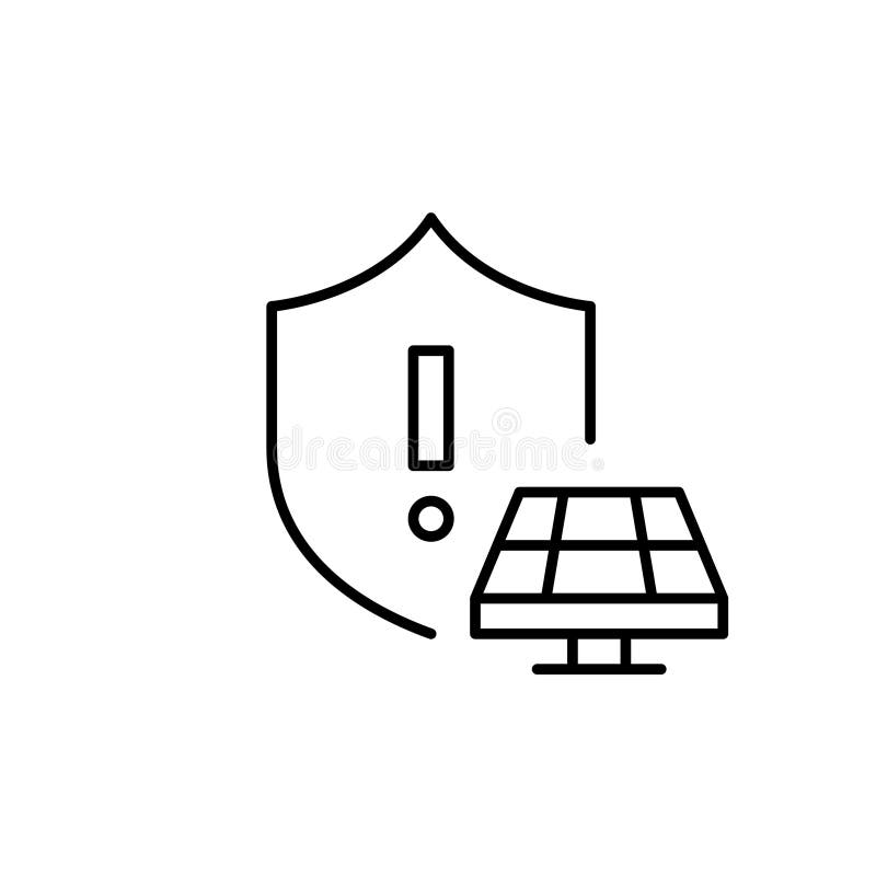 Shield with Exclamation Mark and Solar Panel. Safety Check ...
