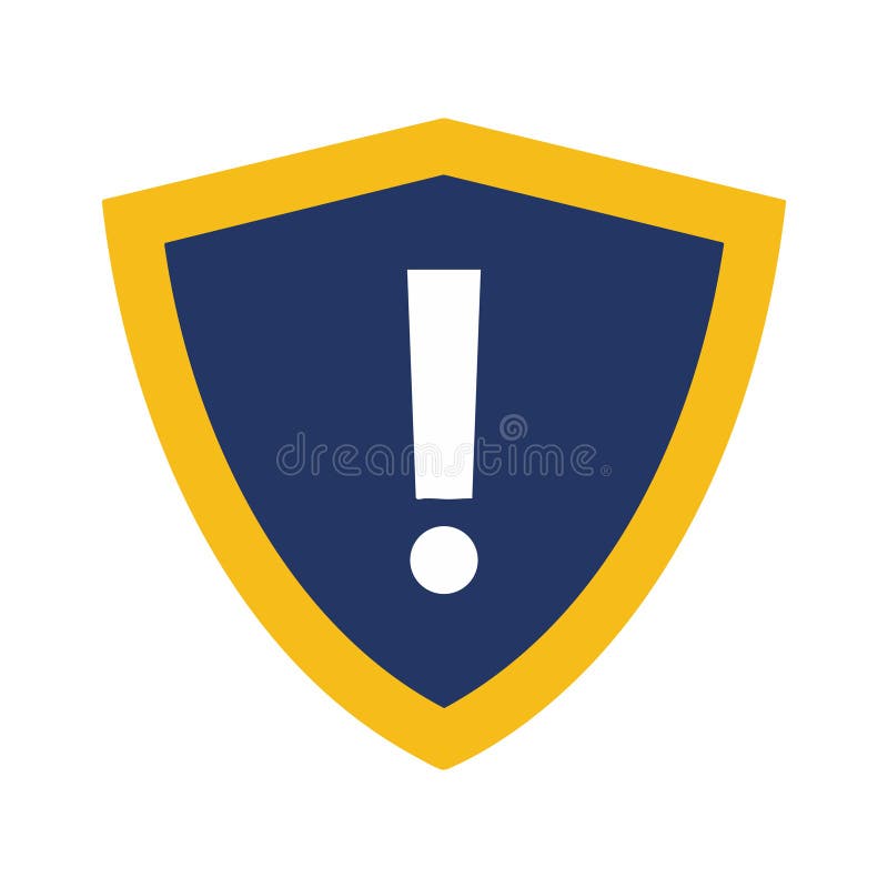 Shield with Exclamation Mark Warning Symbol in Blue and Yellow Vector ...