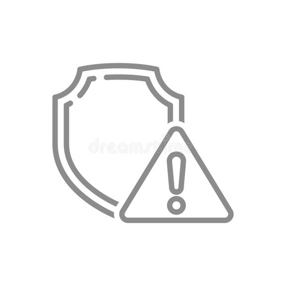 Shield and Exclamation Point Warning Line Vector Icon Stock Vector ...